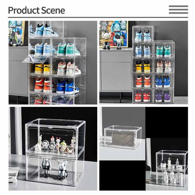 Acrylic Magnetic Stackable Shoe Display Boxes Transparent