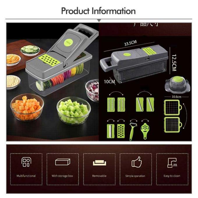 14 In 1 Multifunctional Vegetable Chopper With 8 Stainless Steel Blade